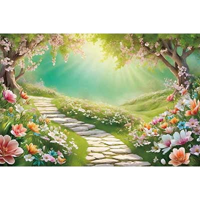 Natural Spring Hanging Flower Photography Backdrop Sakura Blossom Gre ...