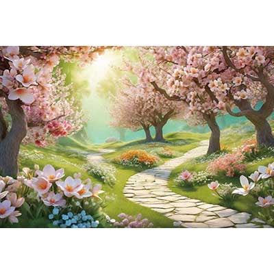Natural Spring Hanging Flower Photography Backdrop Sakura Blossom Gre ...