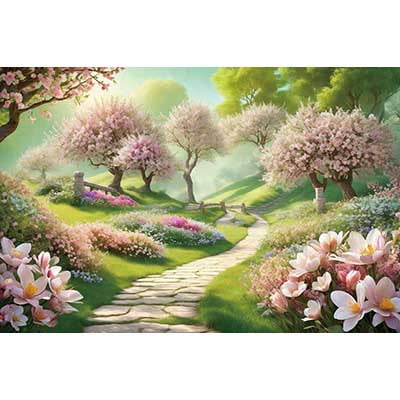 Natural Spring Hanging Flower Photography Backdrop Sakura Blossom Gre ...