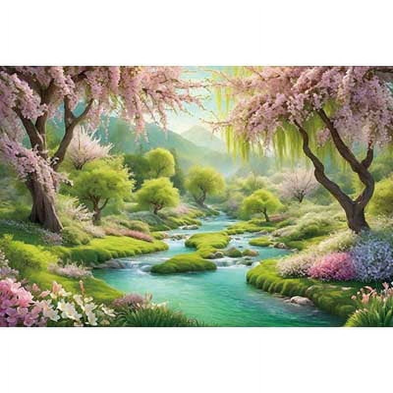 Natural Spring Hanging Flower Photography Backdrop Sakura Blossom Gre ...