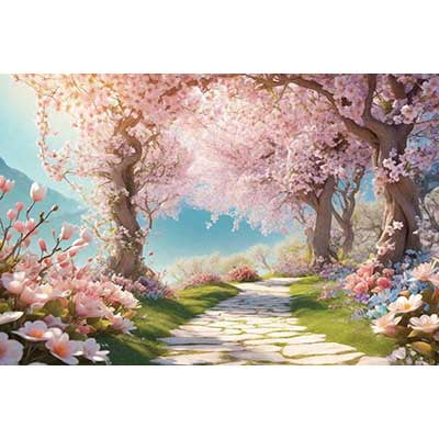 Natural Spring Hanging Flower Photography Backdrop Sakura Blossom Gre ...