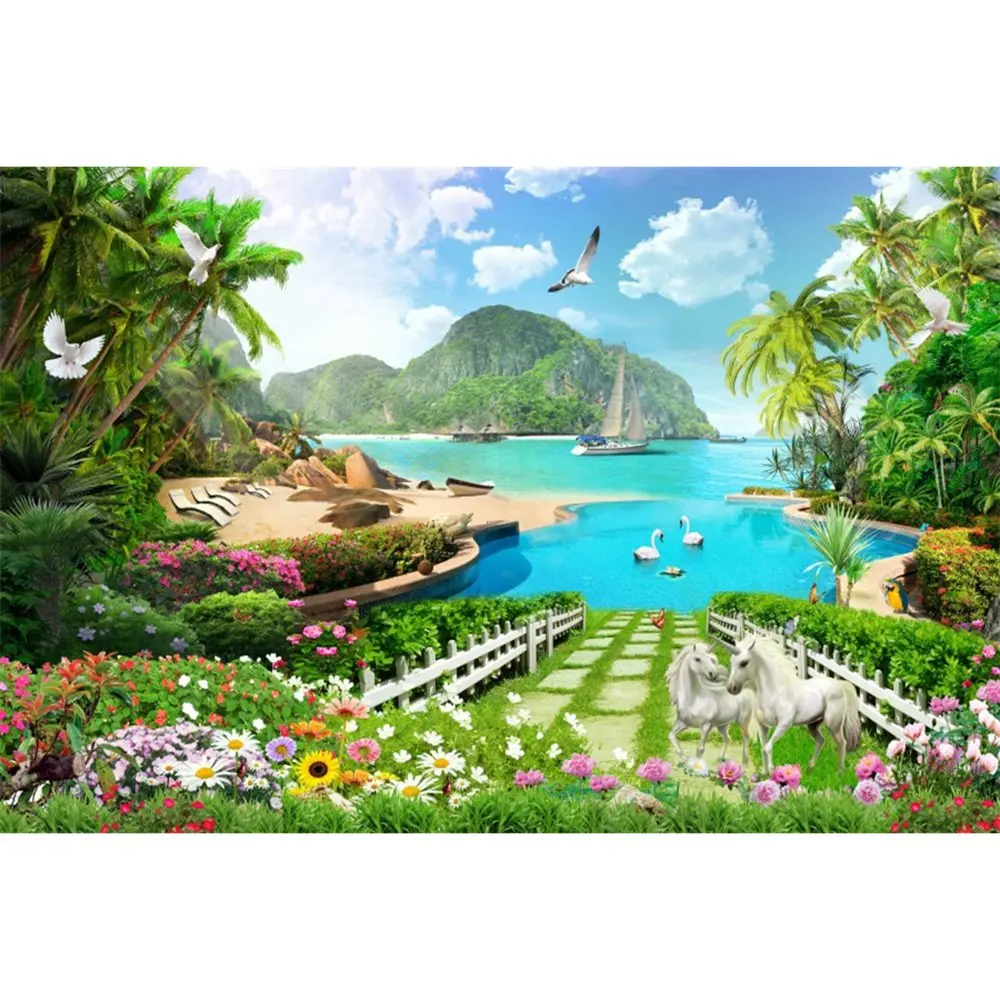 Natural Scery Landscape Photography Backdrop Gard Park Resort City ...