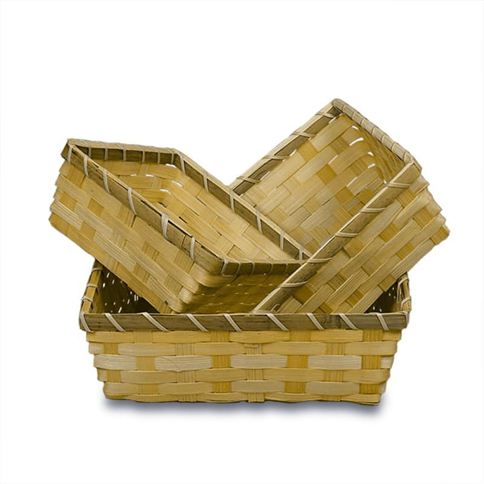 Natural Square Bamboo Basket 6-1/8" X 6 1/8" X 2 3/8" Christmas ...