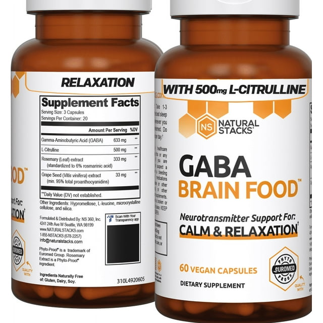 Free Shipping! Natural Stacks Gamma-Aminobutyric Acid GABA Supplement 60 ct. - Deep Relaxation ...