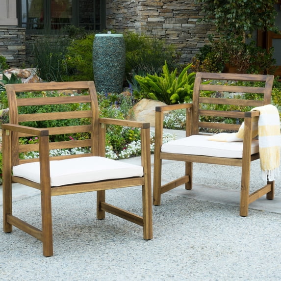 Natural Stained Club Chair Set - Glide Base Movement - Outdoor Coffee ...