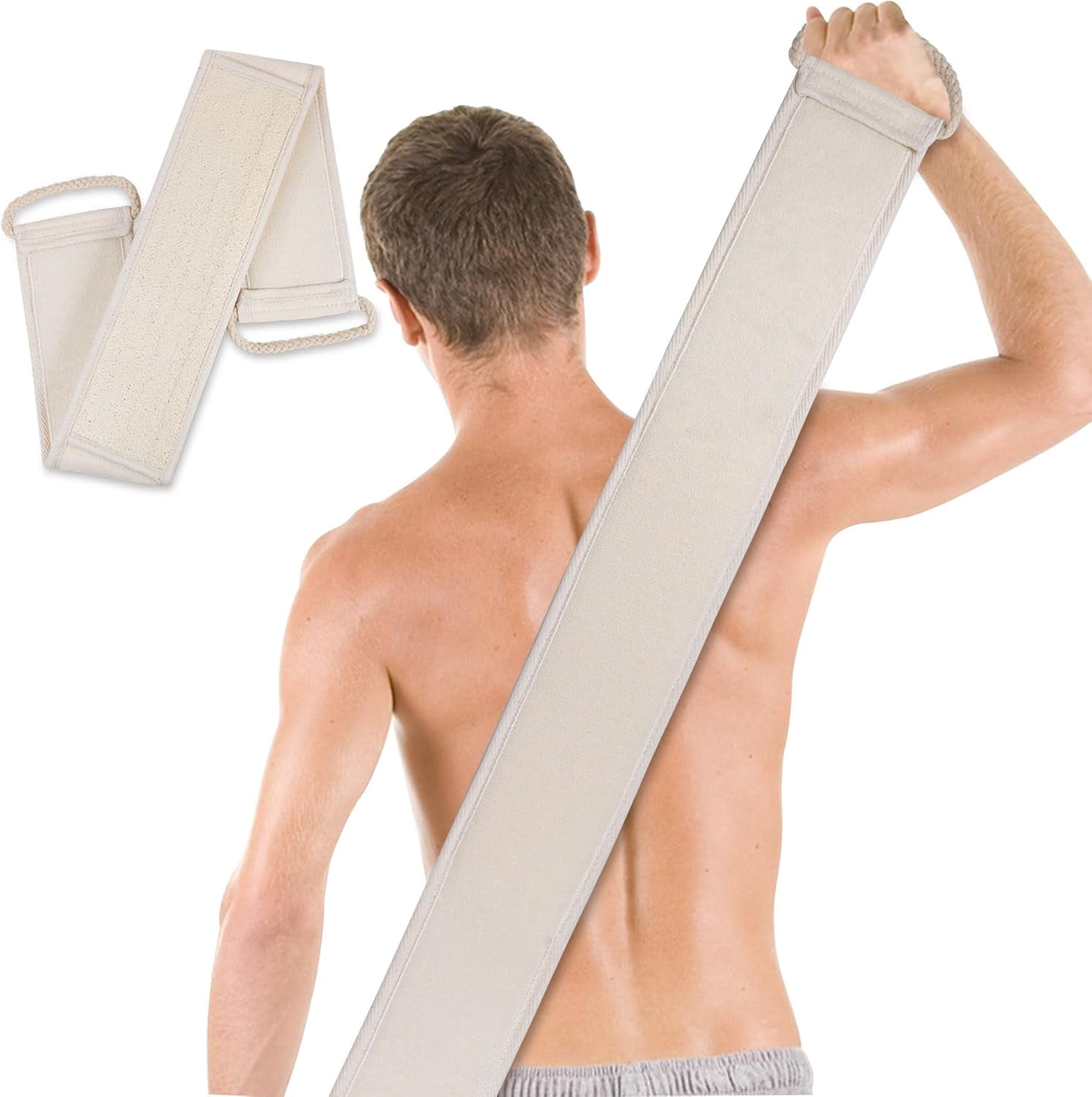 Natural Stiff Loofah Back Scrubbers for Shower, Exfoliating Body ...