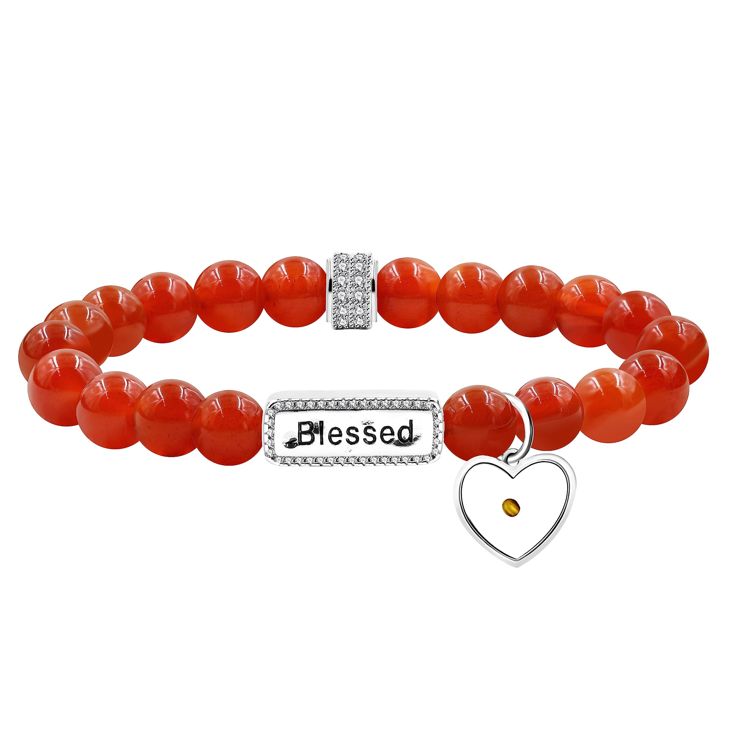 Natural Stone Blessed Bracelet Heart Mustard Seed Charm Handmade ...