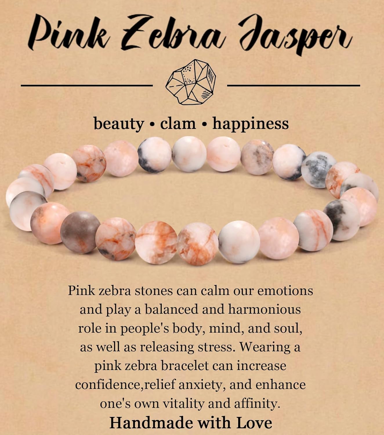 Natural Stone Bracelet for Women Men - 8MM Semi-Precious Gemstone ...