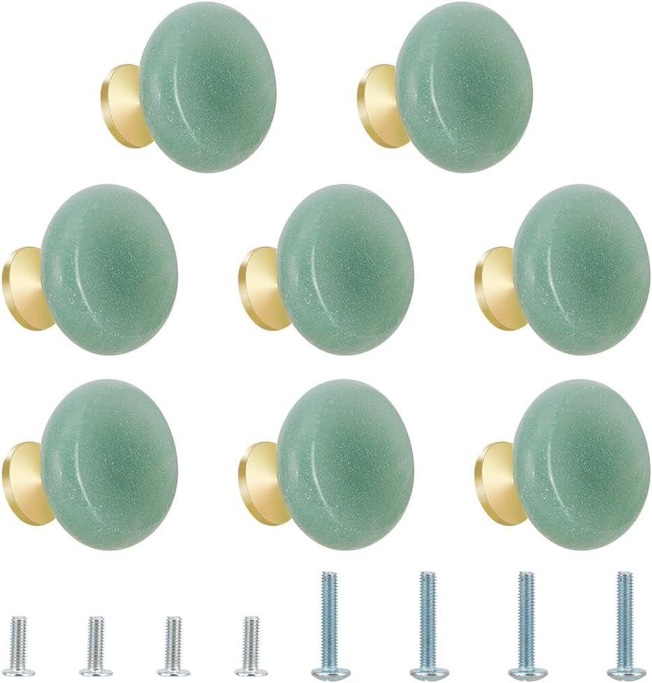 Natural Stone Cabinet Knobs Decorative Crystal Door Pull Handles with 2 ...