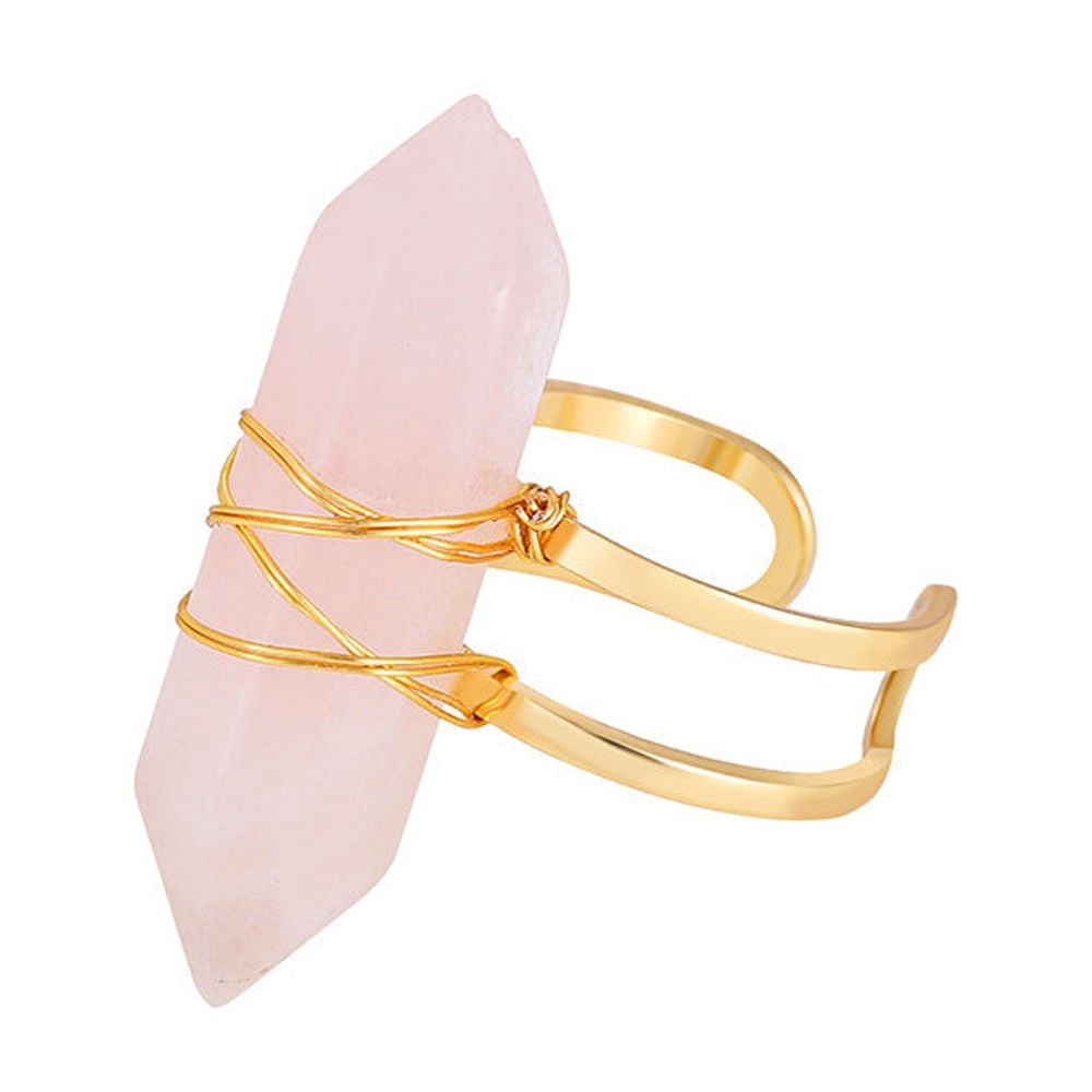Womens Natural Stone Ring Diamond Shape with Hexagonal Posts Stone ...
