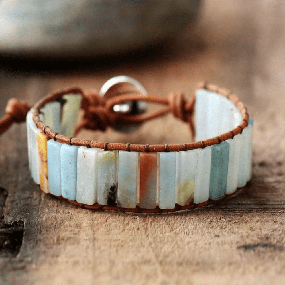 Natural Stone Healing Chakra Multi-layer Bracelet Bangle Leather Women ...