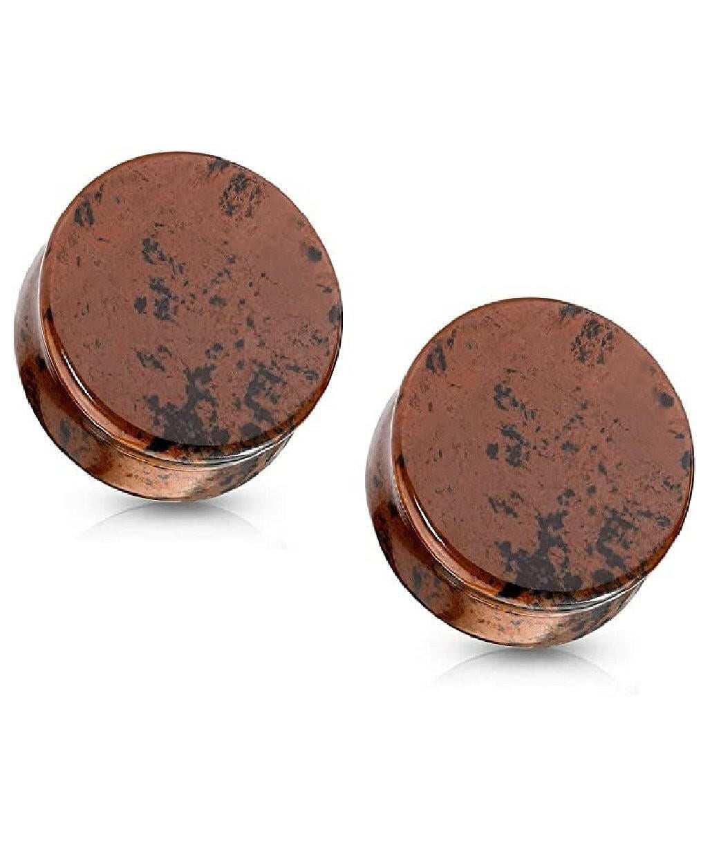 Natural Stone Mahogany Obsidian Double Flared Plugs - Walmart.com
