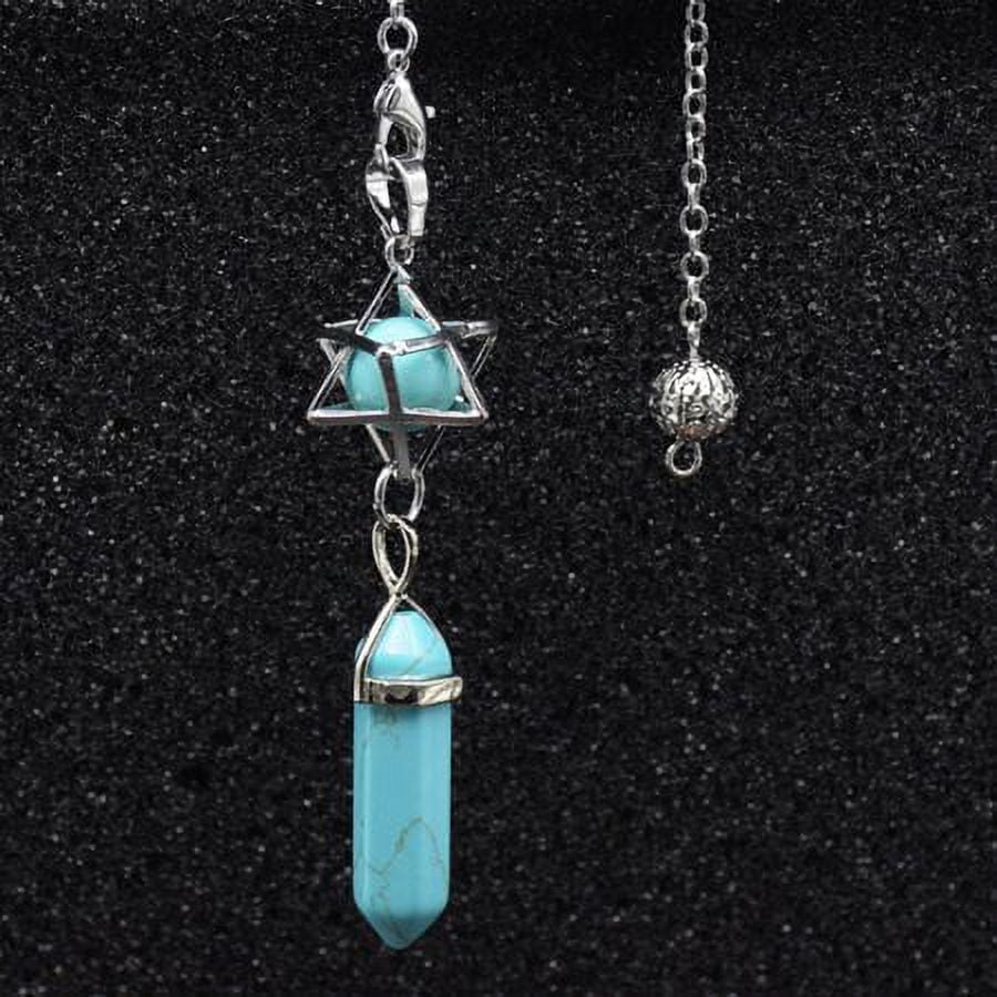 Natural Stone Pendant Pendulum for Dowsing Divination Hexagonal Prism Healing Crystal Merkaba ...