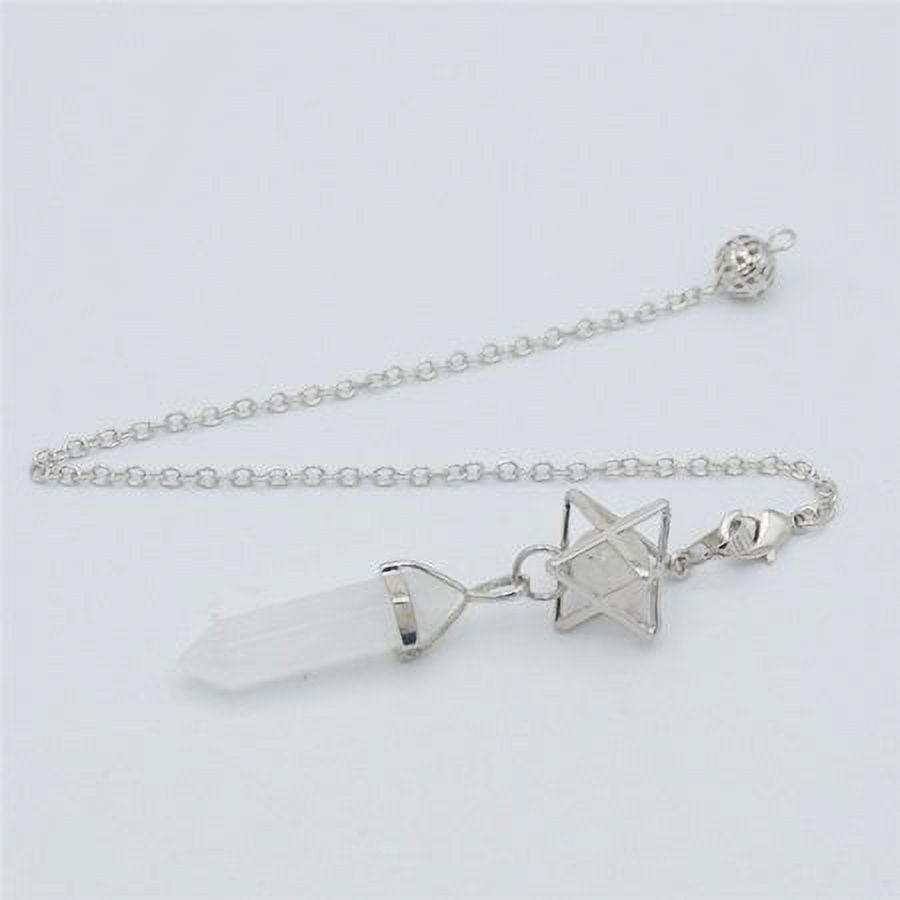 Natural Stone Pendant Pendulum for Dowsing Divination Hexagonal Prism Healing Crystal Merkaba ...
