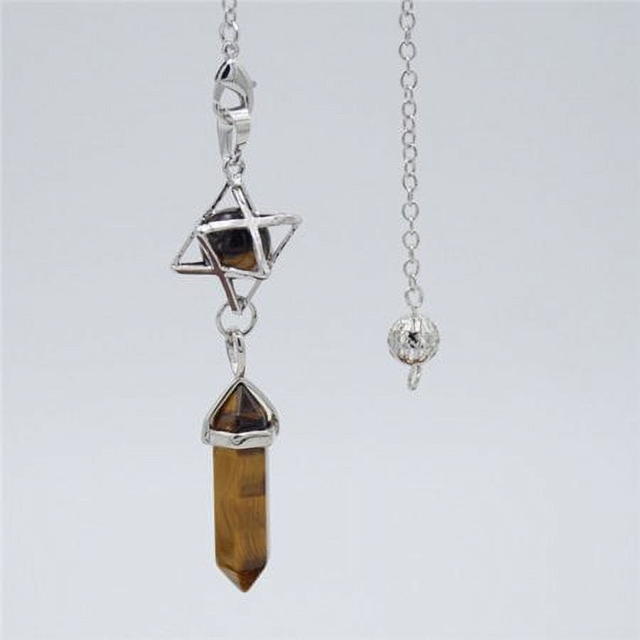 Natural Stone Pendant Pendulum for Dowsing Divination Hexagonal Prism Healing Crystal Merkaba ...