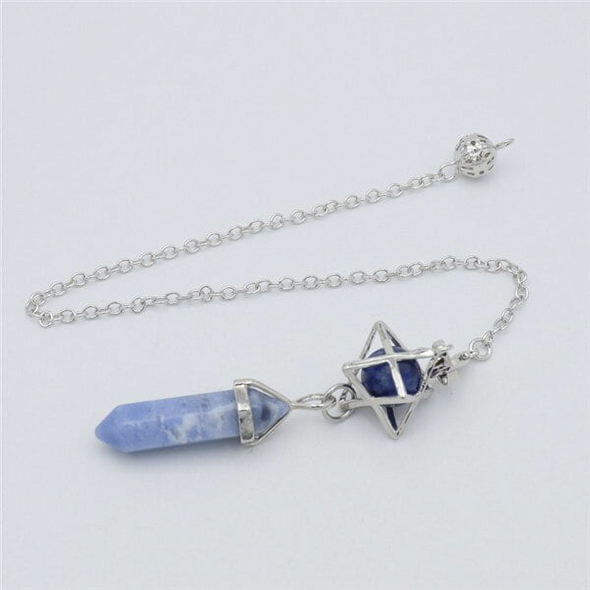 Natural Stone Pendant Pendulum for Dowsing Divination Hexagonal Prism Healing Crystal Merkaba ...