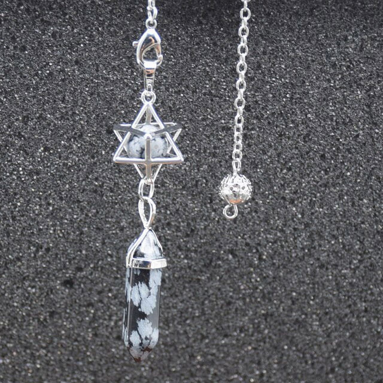 Natural Stone Pendant Pendulum for Dowsing Divination Hexagonal Prism Healing Crystal Merkaba ...