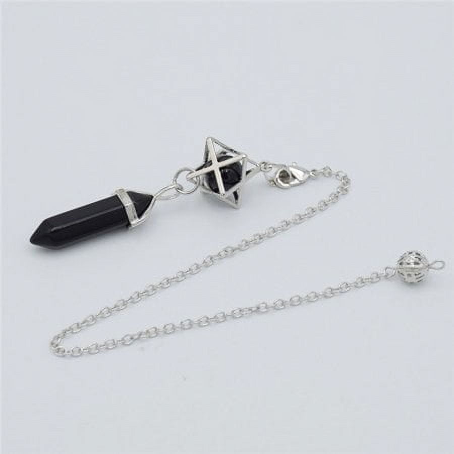 Natural Stone Pendant Pendulum for Dowsing Divination Hexagonal Prism Healing Crystal Merkaba ...