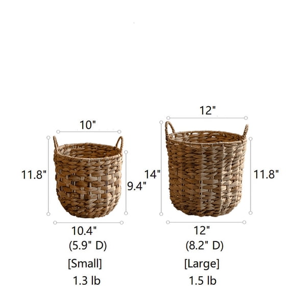 Maria Water Hyacinth Woven Round Multi Use Brown Storage Basket - Large ...