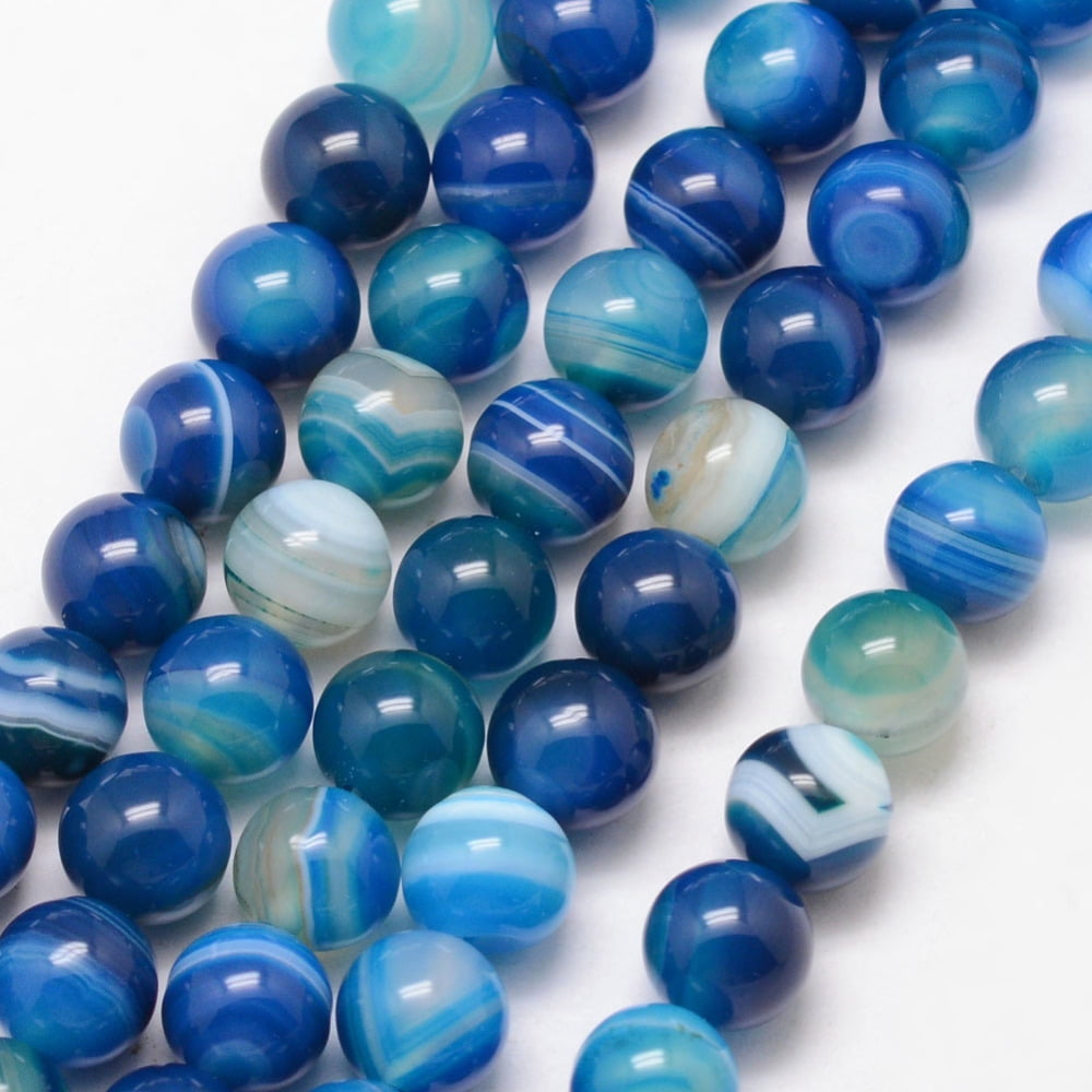 Natural Striped Agate/Banded Agate Bead Strands Round Grade A Dyed ...