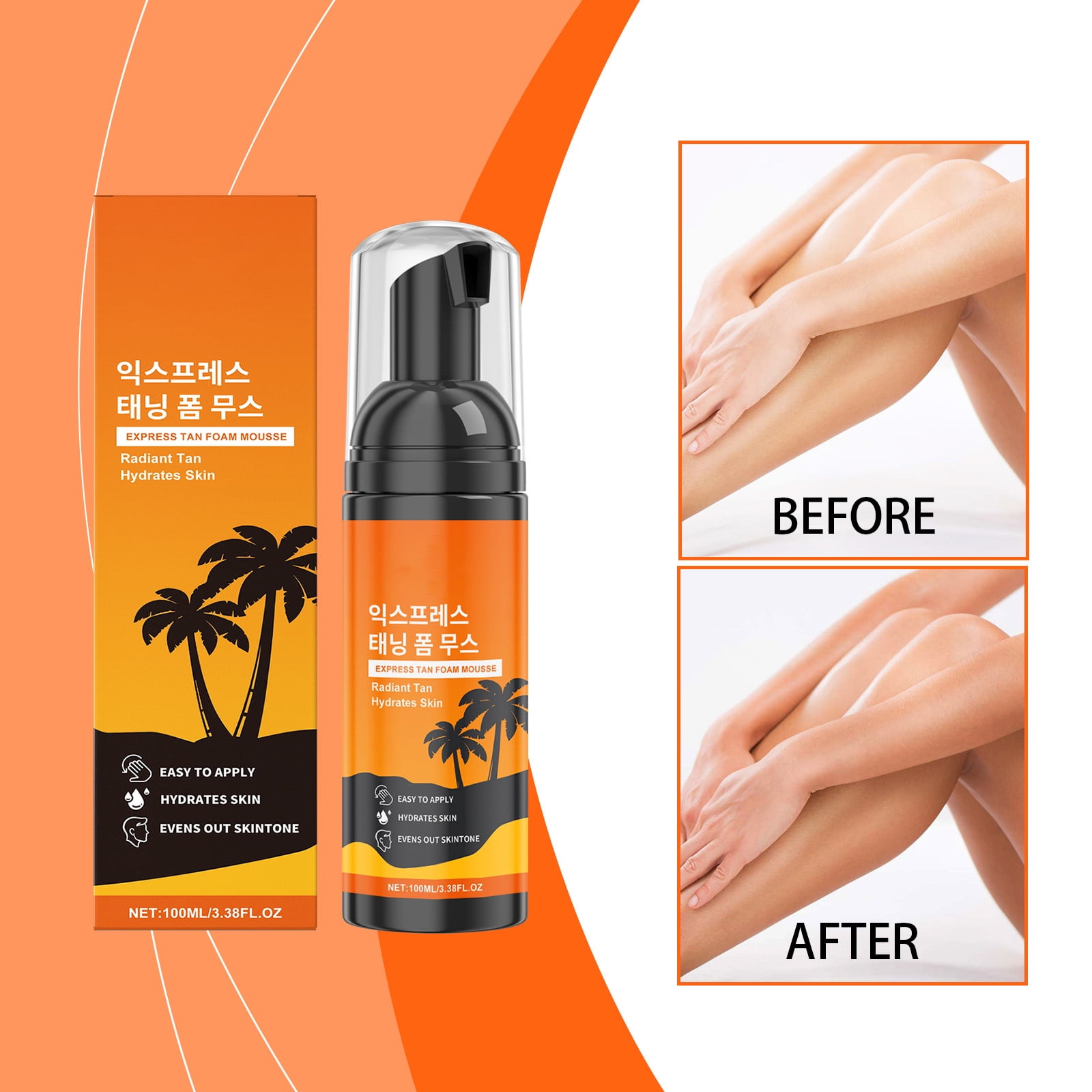 Natural Sunless Tanning Foam Mousse 100ml - Fast Drying Self Tanner for ...