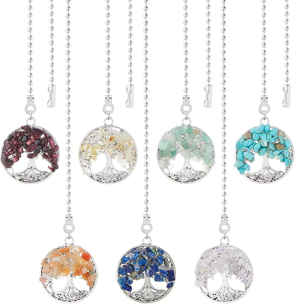 Natural & Synthetic Gemstone Chip & Alloy Charms Ceiling Fan Pull Chain ...