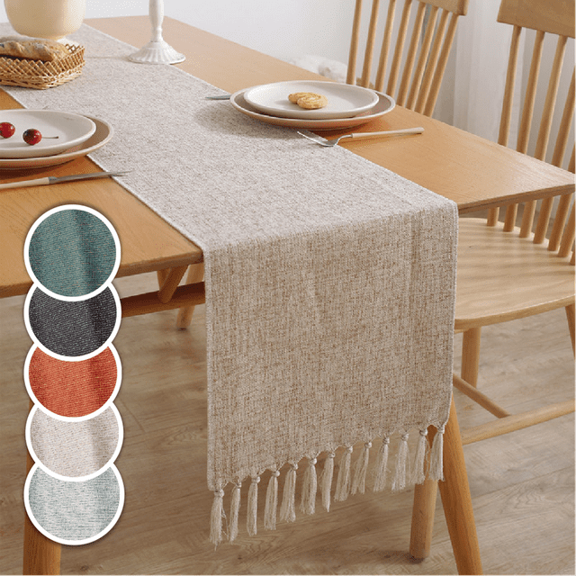 Natural Table Runners 72 Inches Long, Burlap Linen Style Rustic Farmhouse Table Runner, Boho ...