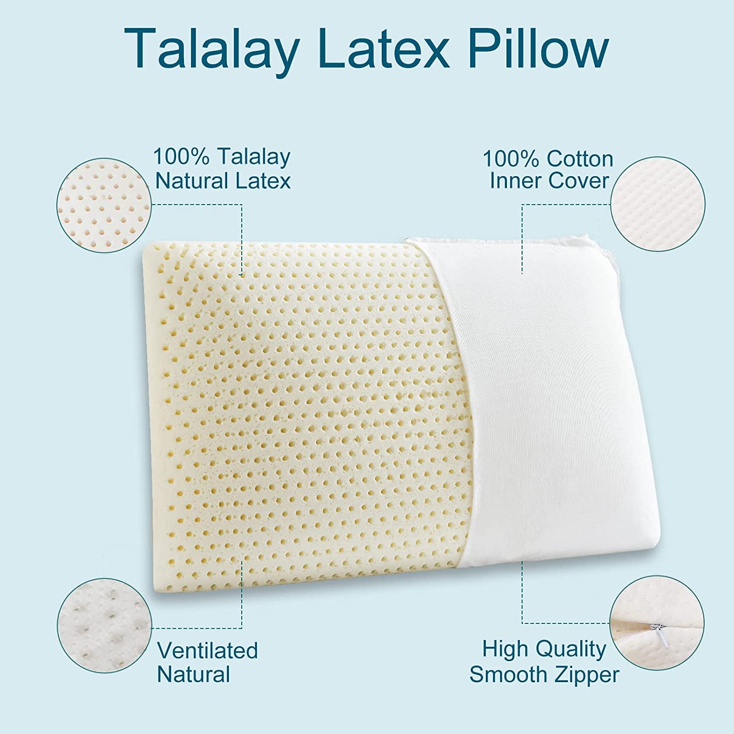 Natural Talalay Latex Pillow Sleeping Bed Pillows, Extra Soft Luxury ...