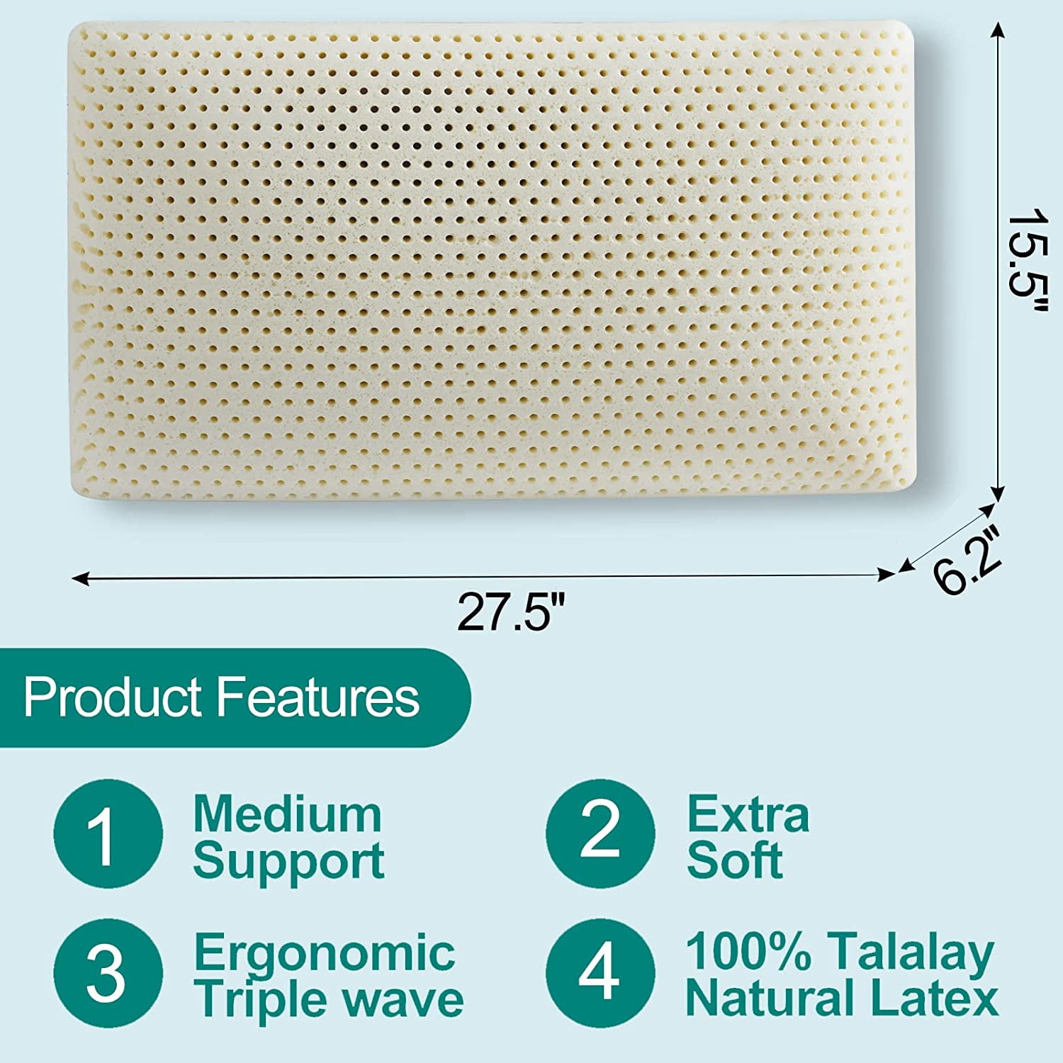 Natural Talalay Latex Sleeping Bed Pillow - Luxury Extra Soft Pillow ...