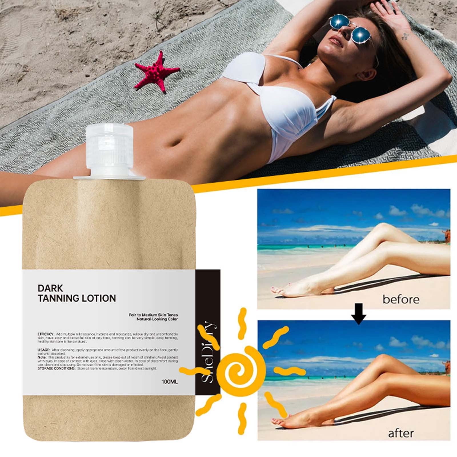 Natural Tanning Cream Quick Absorption for Sensitive Skin,Nourishing Formula for Sun or Tanning ...