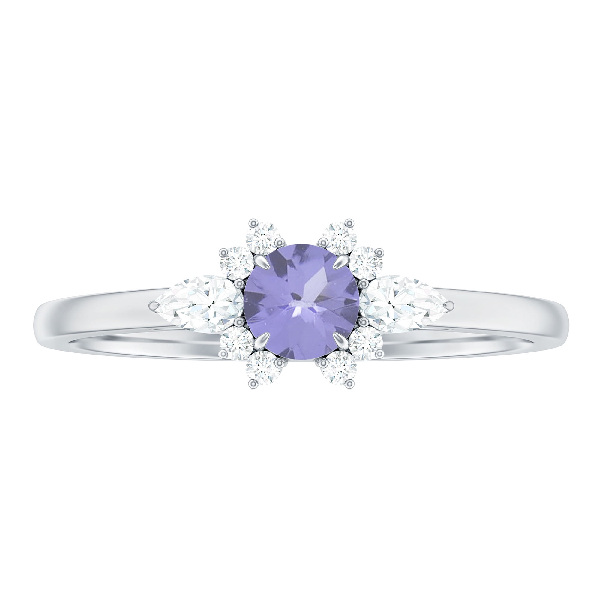 Natural Tanzanite Promise Ring with Diamond for Women - AAA Grade, 925 ...