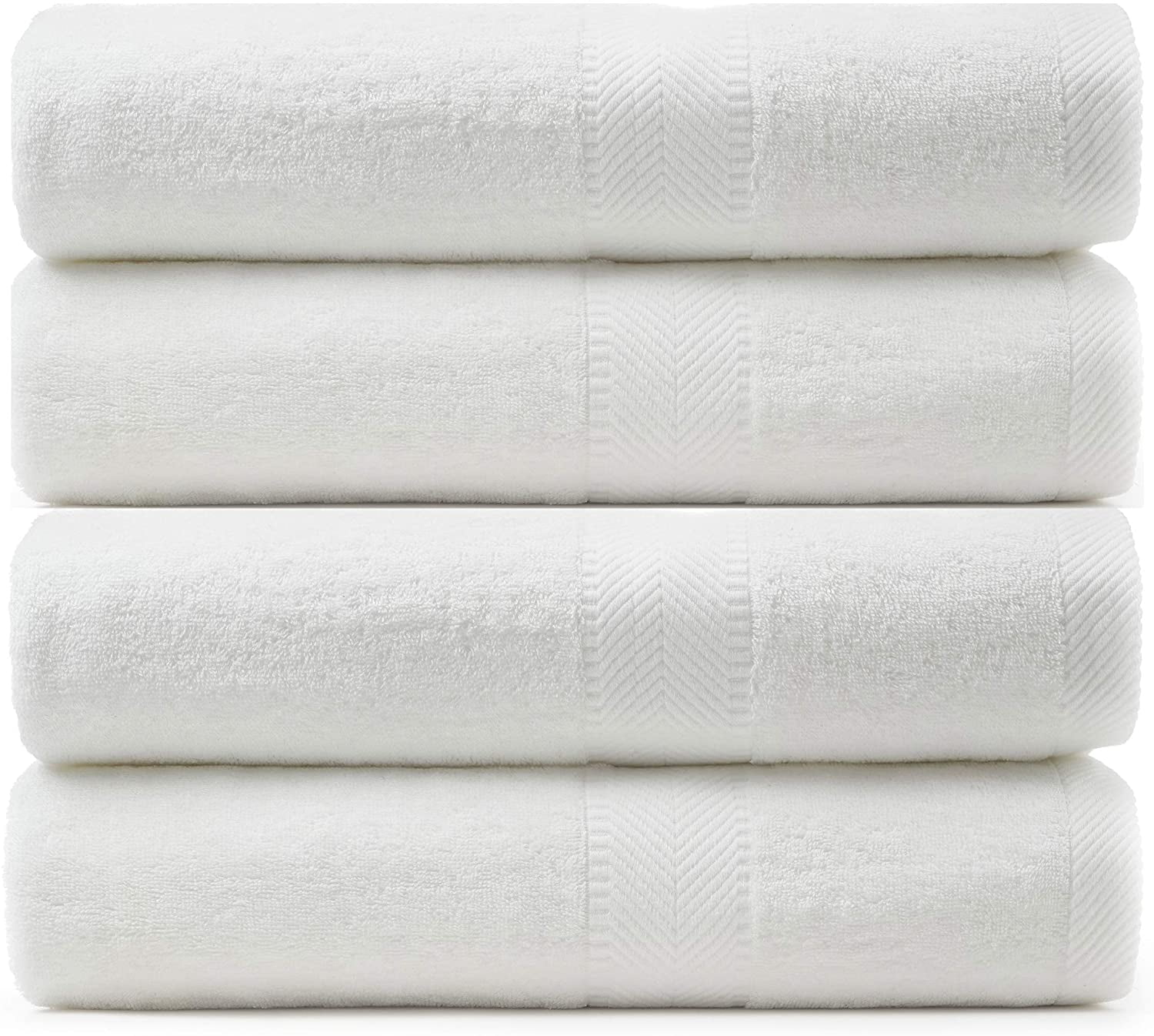 Natural Terry Cotton Bath, Shower Towel for Family, Set of 4, White ...