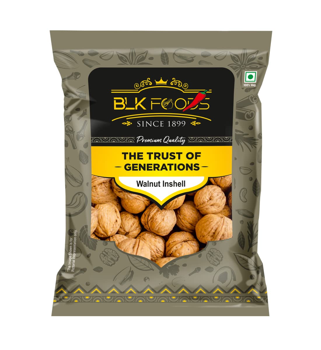 Natural The Trust Of Generations Walnut Inshell By BLK Foods 400gm, | Rich In Protein, Fiber ...