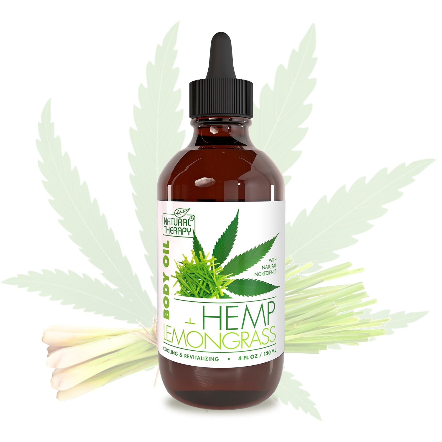 Natural Therapy Body Oil With Hemp And Lemongrass Dry Skin Moisturizer And Hydrating Massage Oil