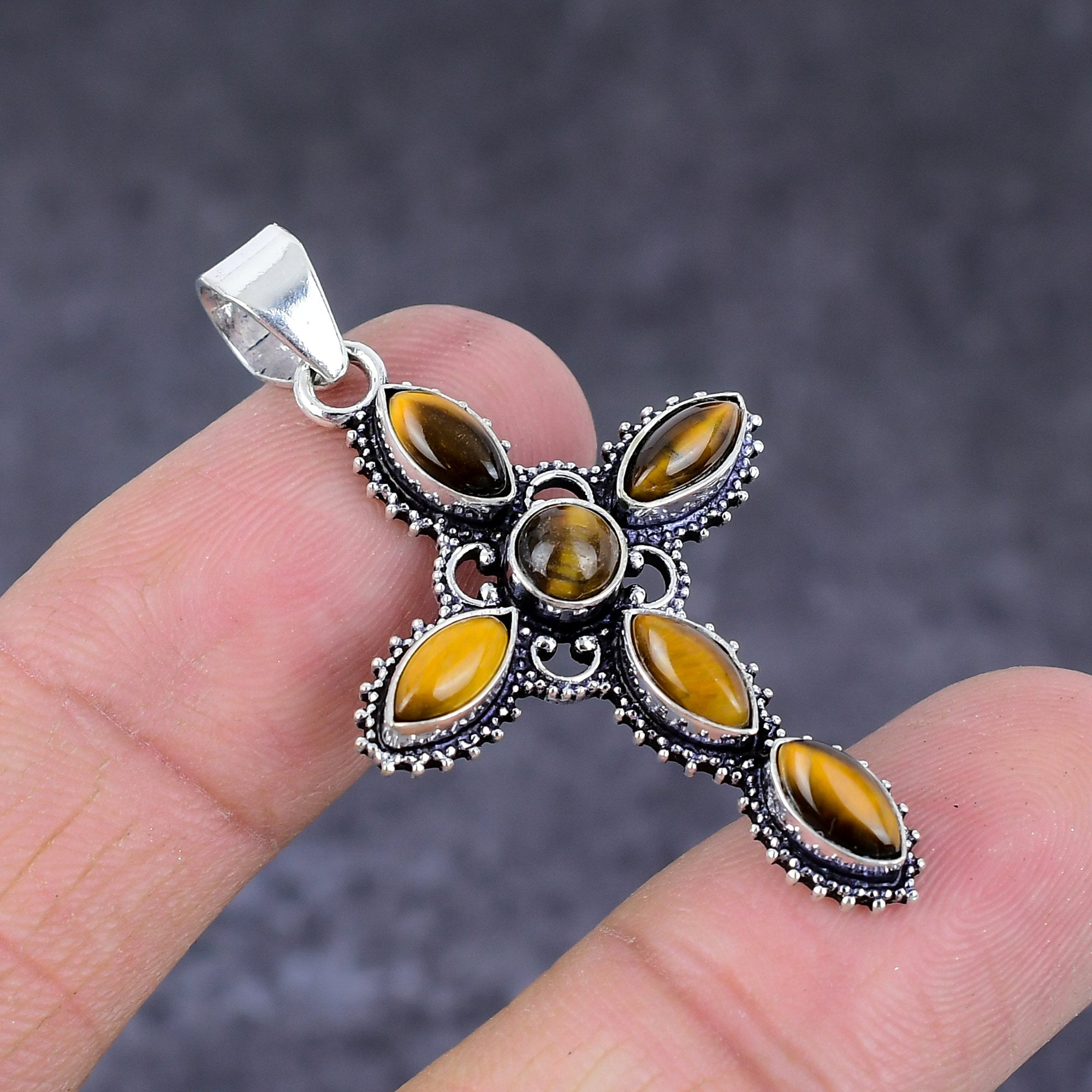 Tiger Eye Cross Pendant