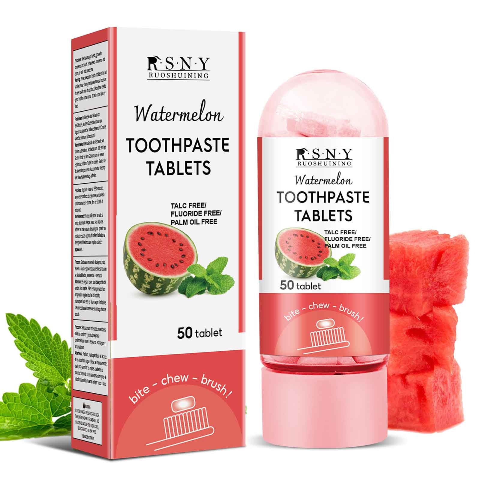 Natural Toothpaste Tablet Bits - Chewable Mouthwash Whitening Bite ...