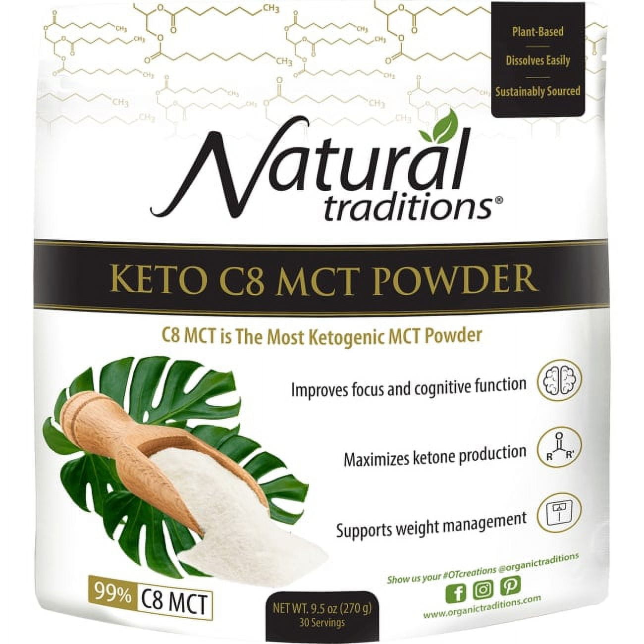Natural Traditions Keto C8 Mct Powder 9.5 oz Pkg - Walmart.com