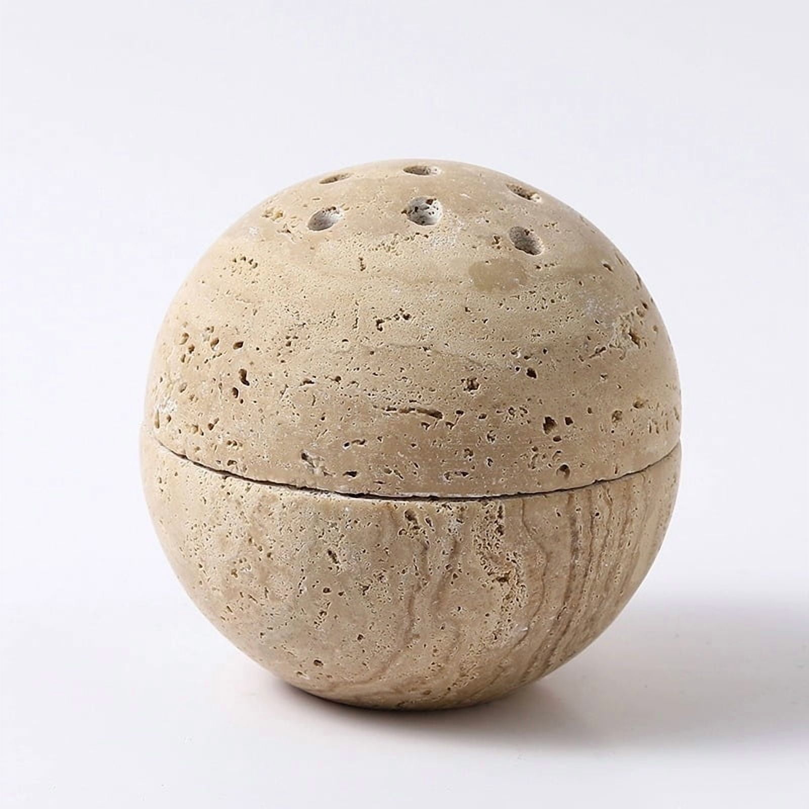 Natural Travertine Marble Sphere Incense Burner Ball, White Stone ...