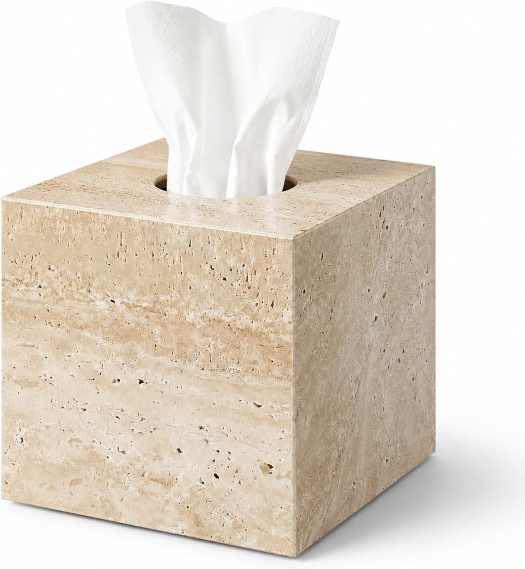 Natural Travertine Marble Tissue Box Holder Cover, Square Cube Tissue ...