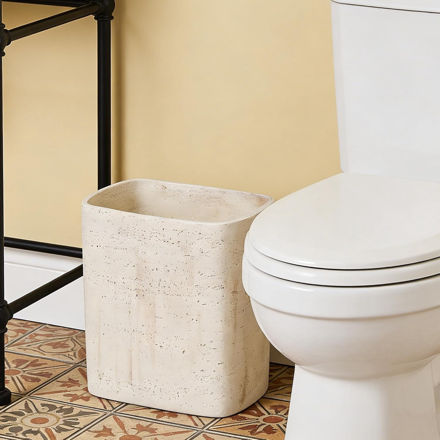 Natural Travertine Textures Bathroom Trash Can 1.8 Gallon(7 Liter ...
