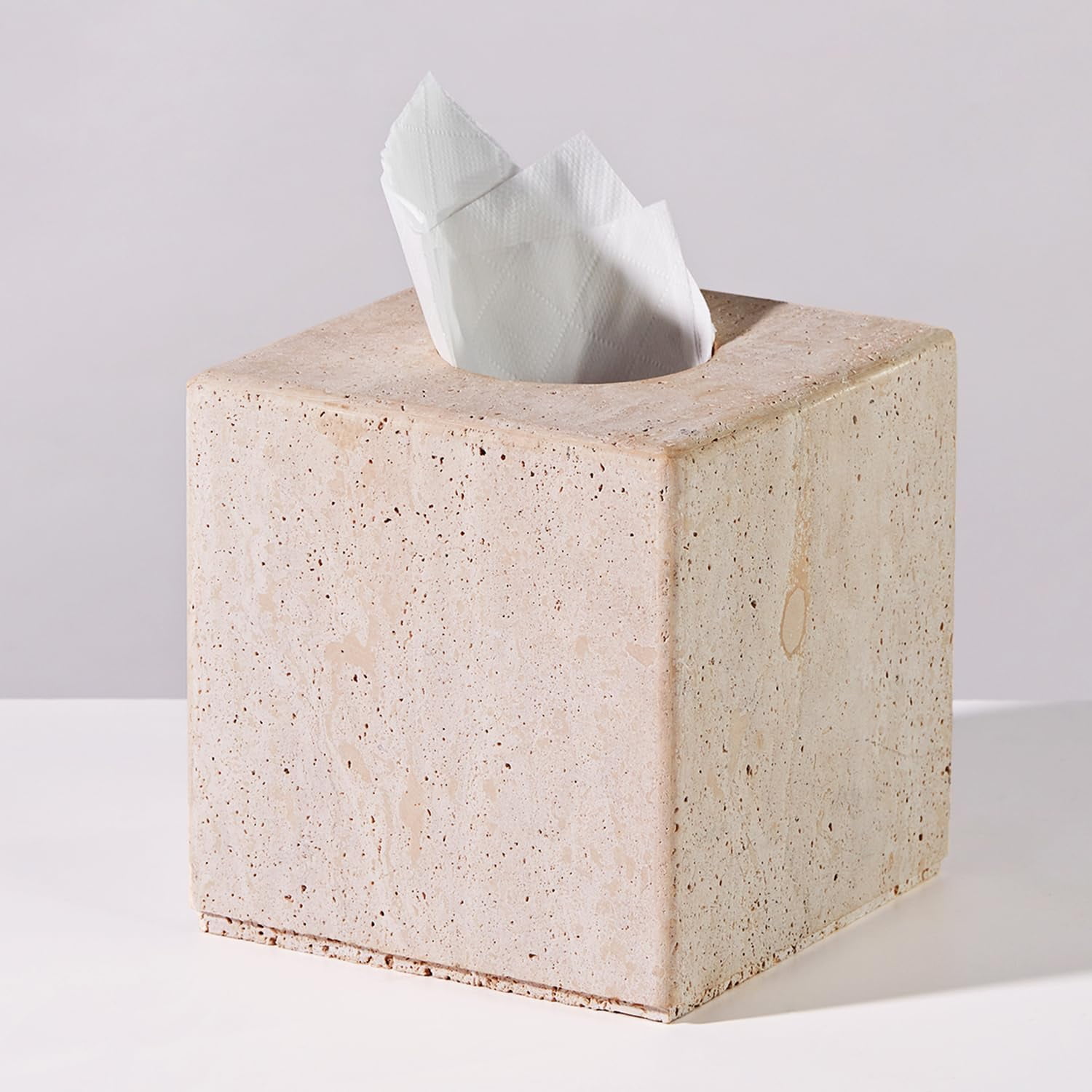 Natural Travertine Tissue Box Cover, Square Tissue Box with Acrylic ...