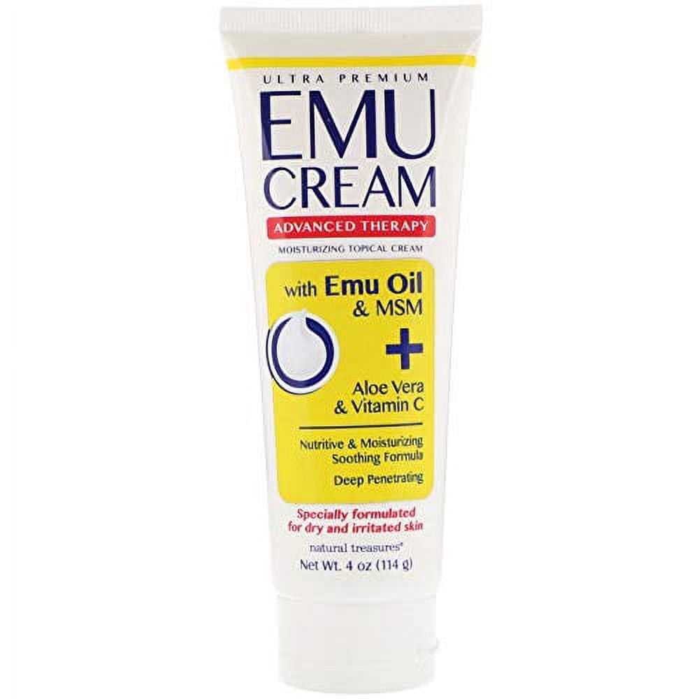 Natural Treasures Emu Cream with Emu Oil MSM Aloe Vera Vitamin C, 4 oz ...