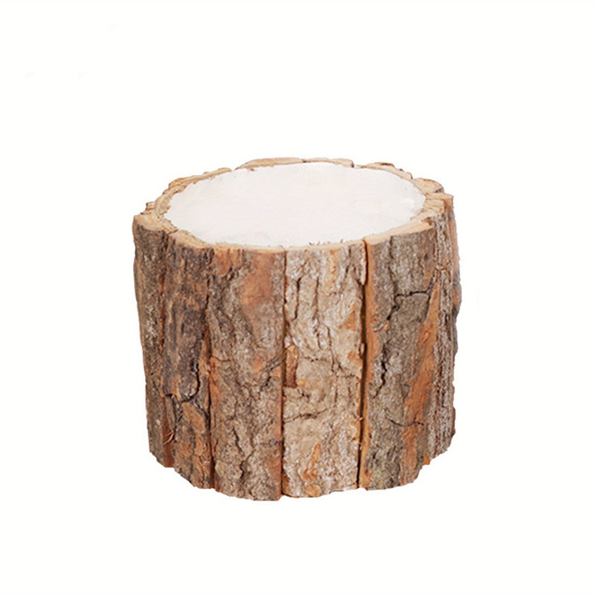 Natural Tree Stump Wood Vase - Rustic Wood Flower Vase Decorative ...