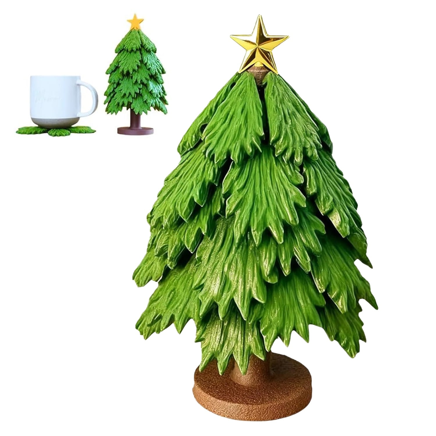 Natural Tree Trivet Set - 4 Wooden Trivets & 1 Stand Like a Christmas ...
