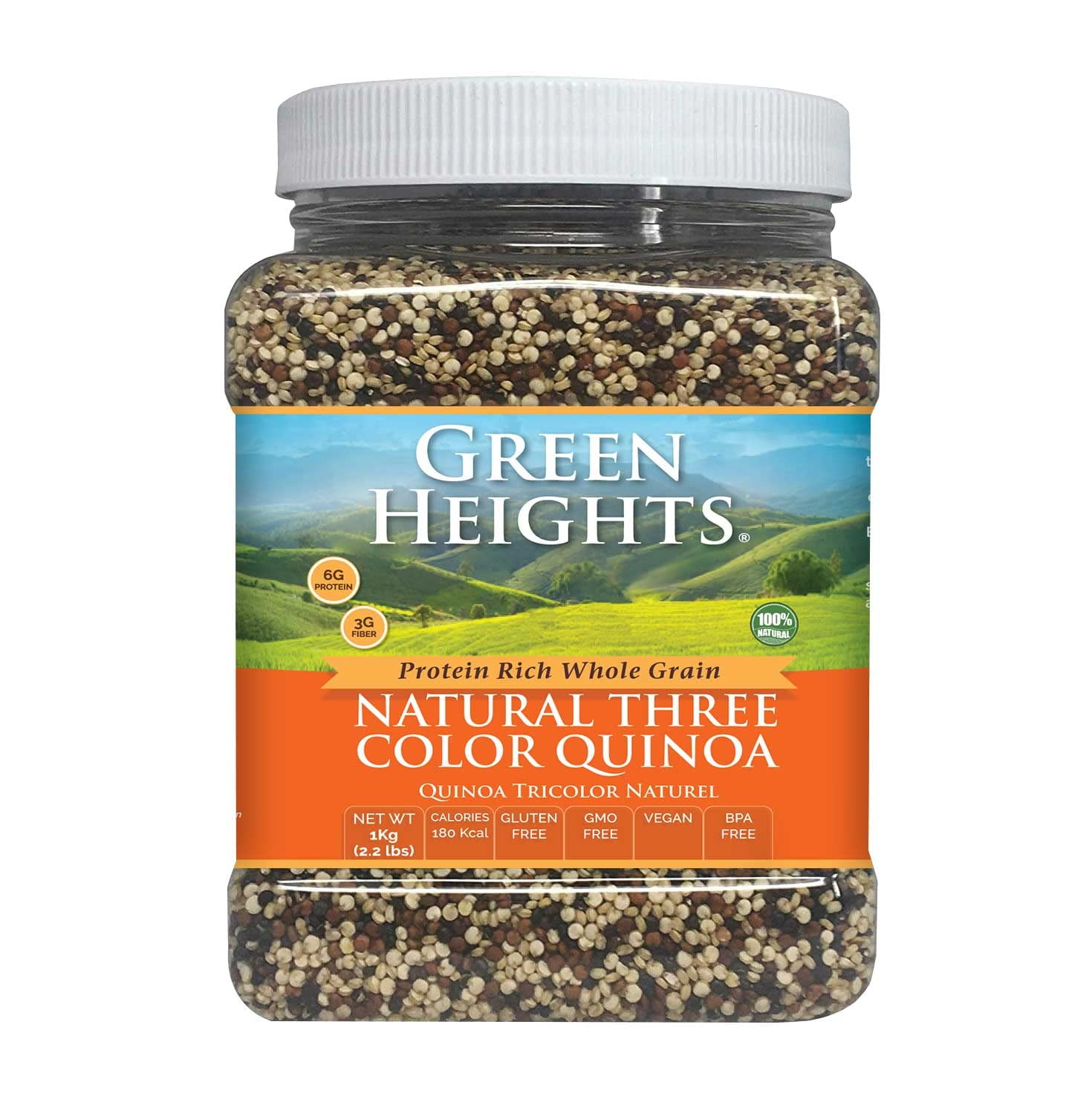 Natural Tricolor Quinoa - 24 Ounce / 680 Grams Jar (15+ Servings ...