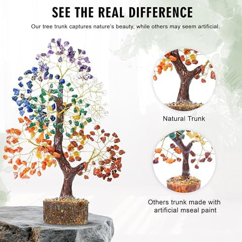 Natural Trunk 7 Chakra Healing Crystal Tree of Life Gemstone Tree for ...