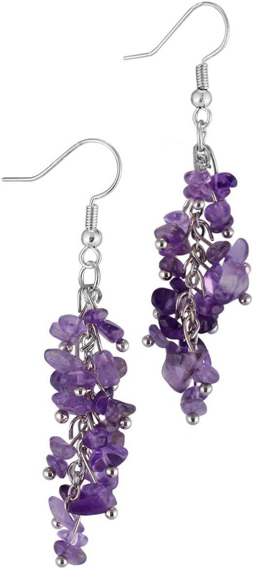 Natural Tumbled Stones Earrings For Women, Reiki Healing Crystal Long ...