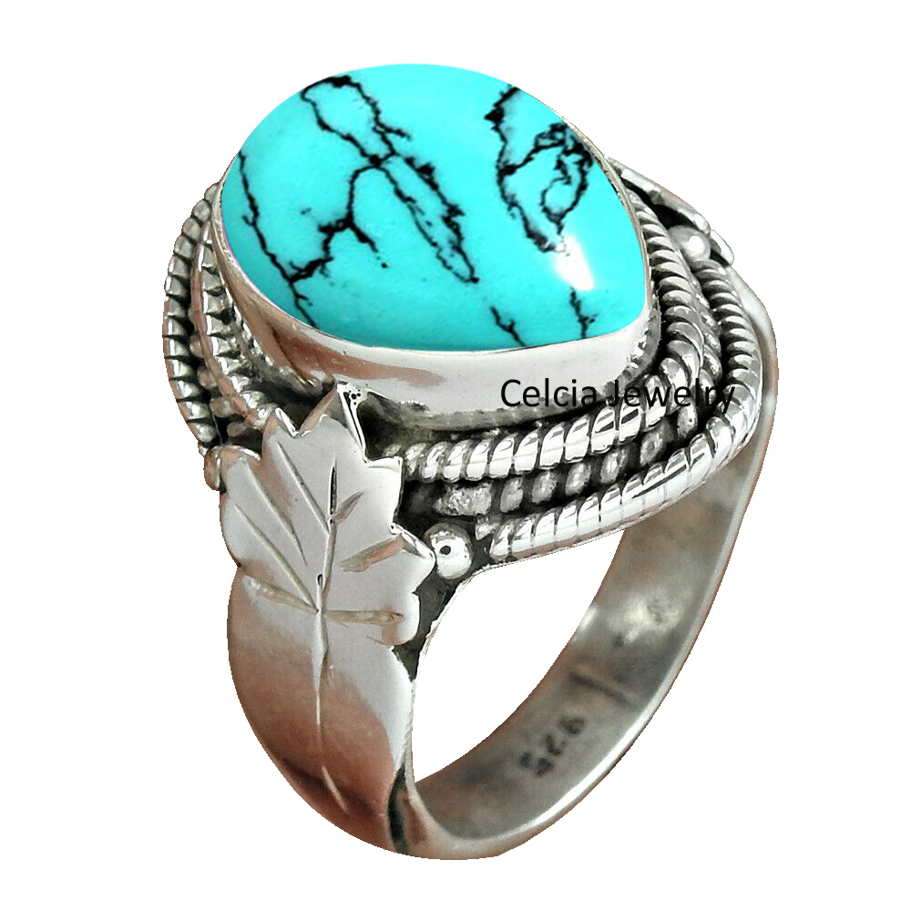 Natural Turquoise Beautiful Gemstone Ring, Solid 925 Sterling Silver ...