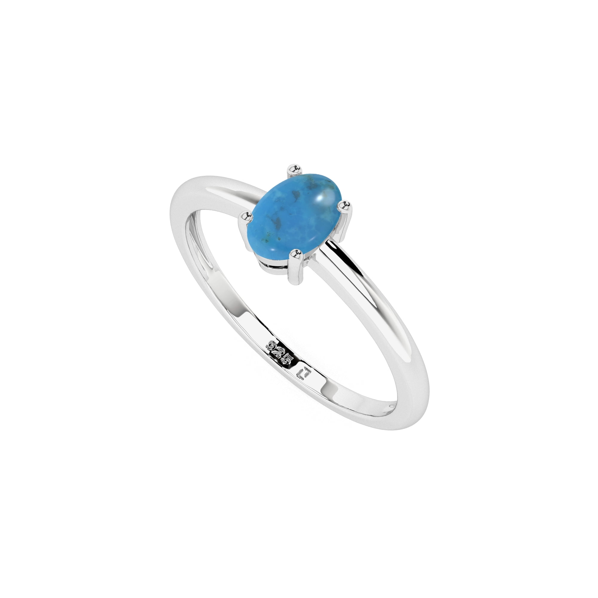 Natural Turquoise Oval Shape Rings in Sterling Silver for Women ...