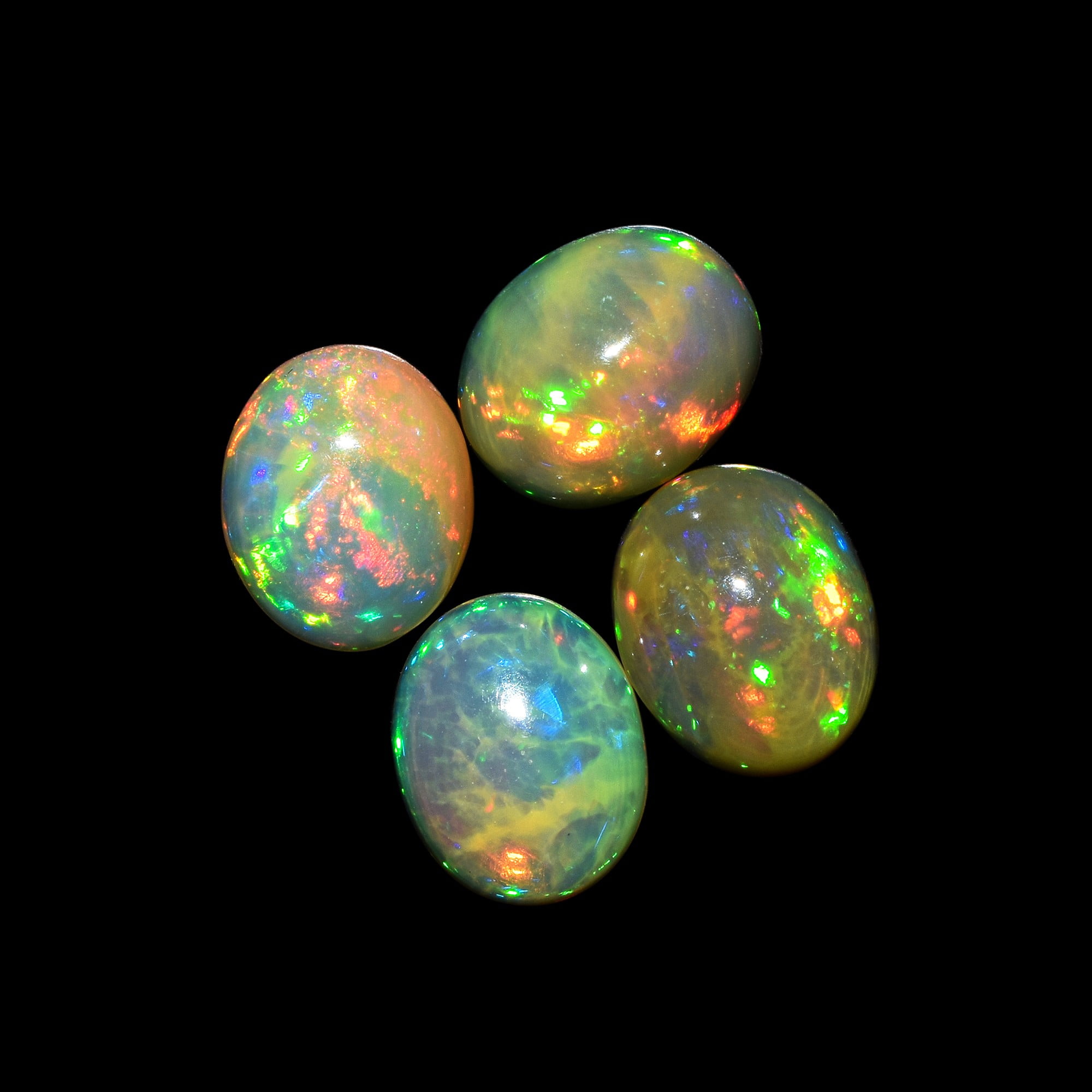 Natural Ultra Fire Ethiopian Opal Oval Cabochon Gemstone, Opal Rock ...